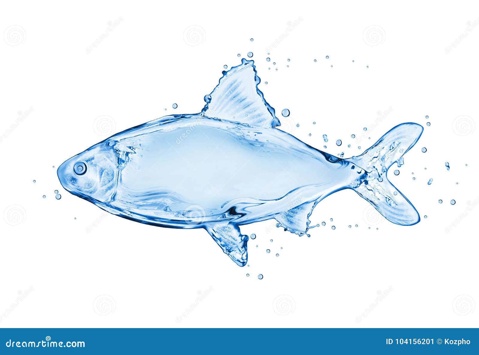 Fish Made from Water Splashes on a White Background Stock Image - Image ...