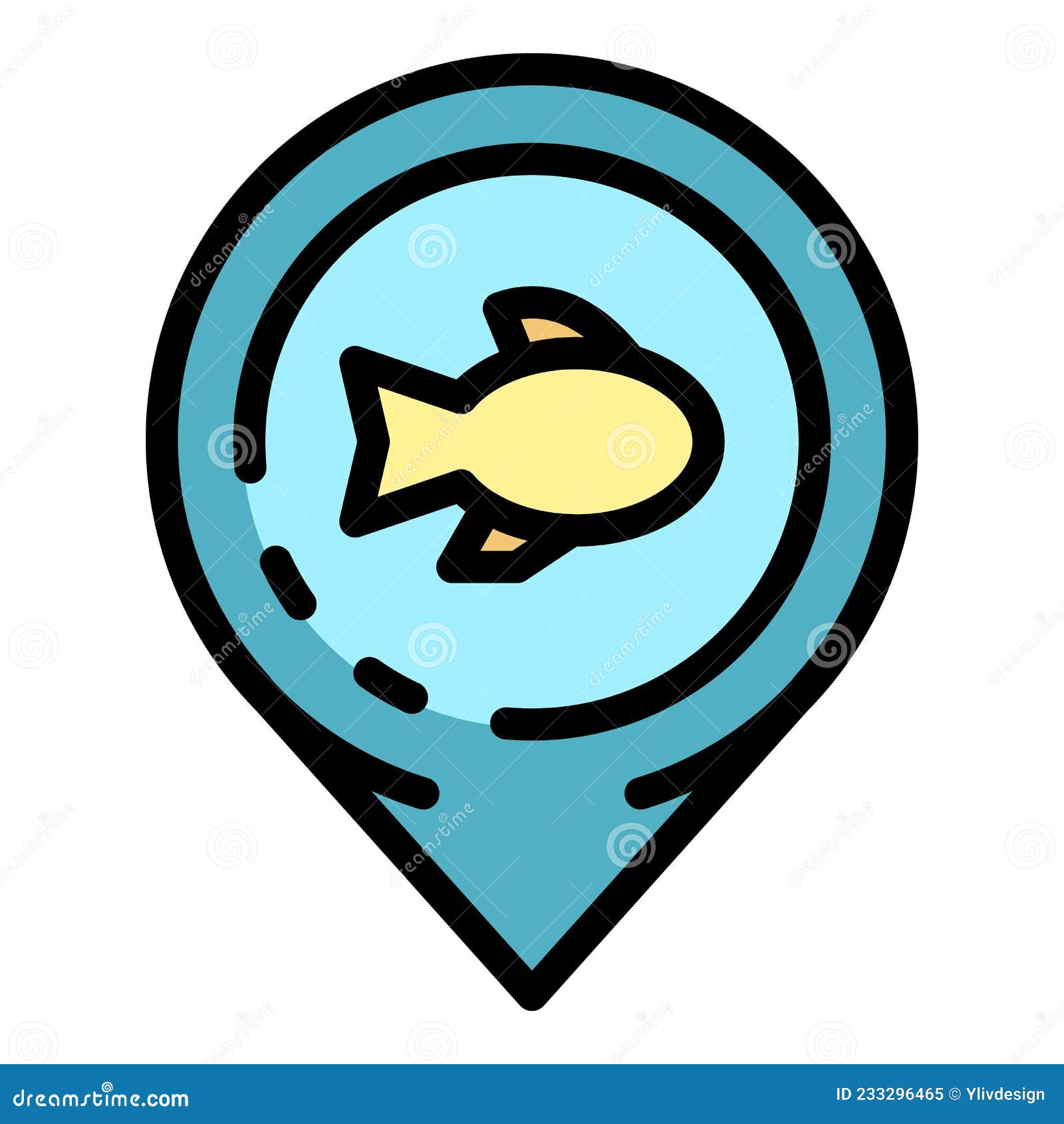 Fish Map Pin Icon Color Outline Vector Stock Vector - Illustration of ...