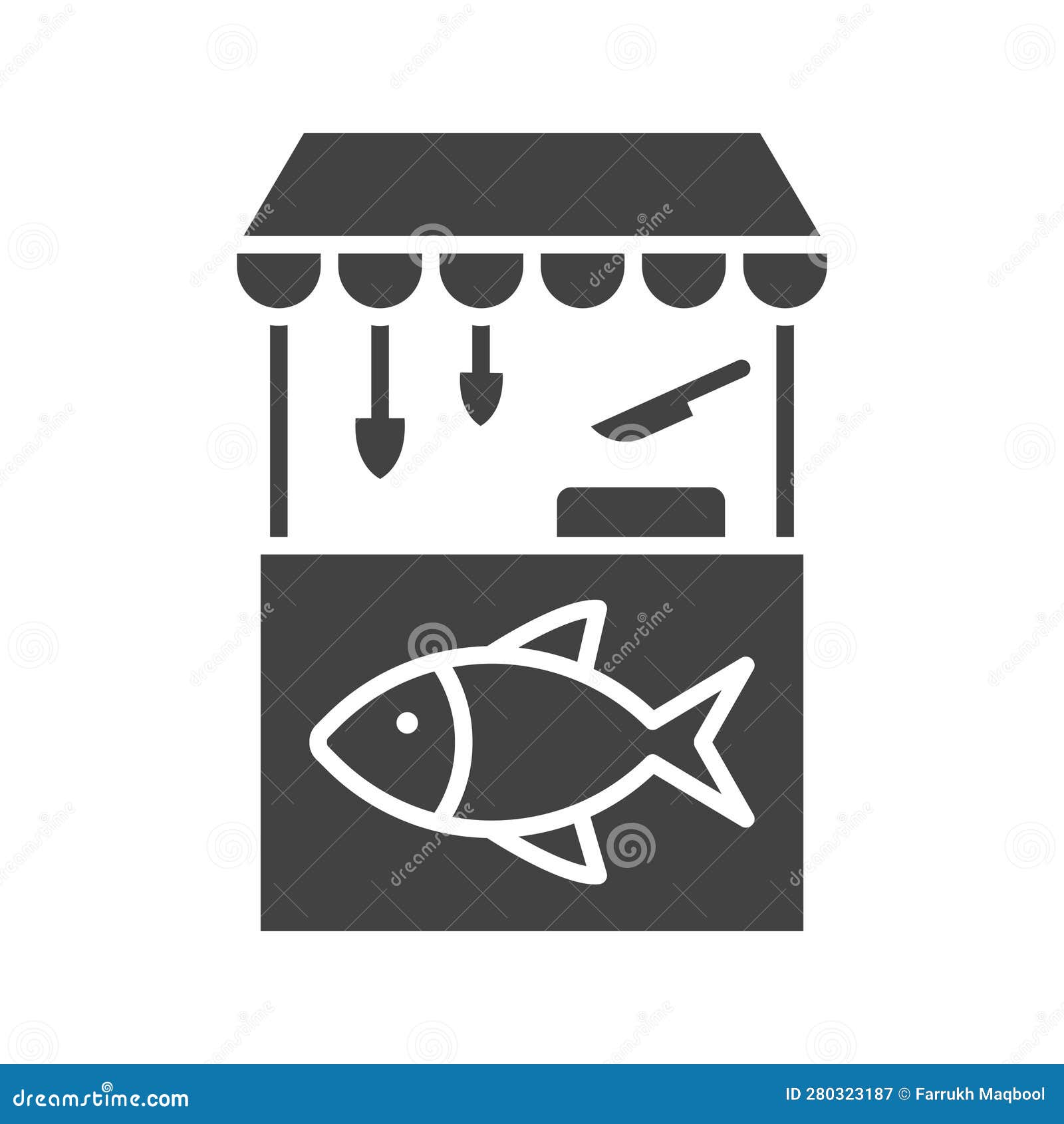 Fish Market icon image. stock illustration. Illustration of seafood ...