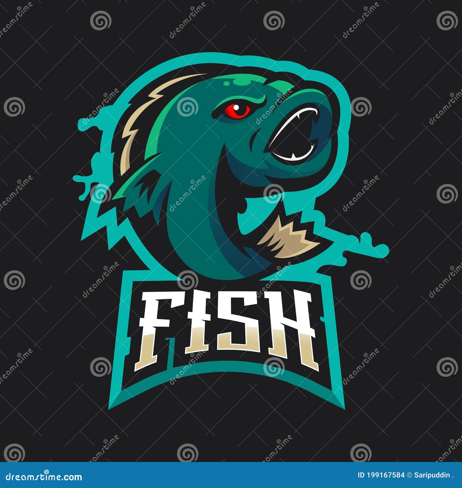 Fish gaming logo stock vector. Illustration of logo - 199167584
