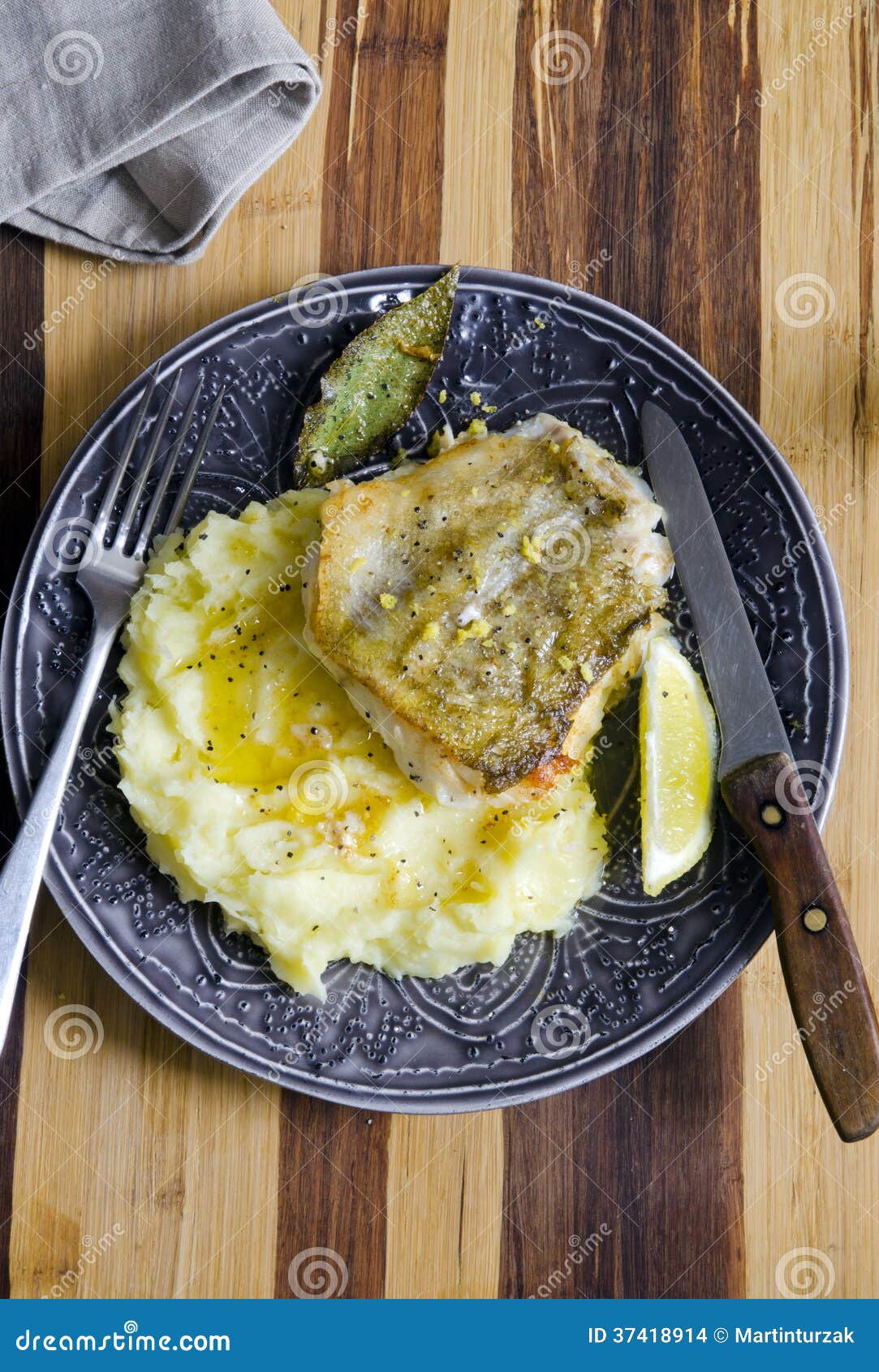 Fish with mash stock photo. Image of closeup, dinner - 37418914