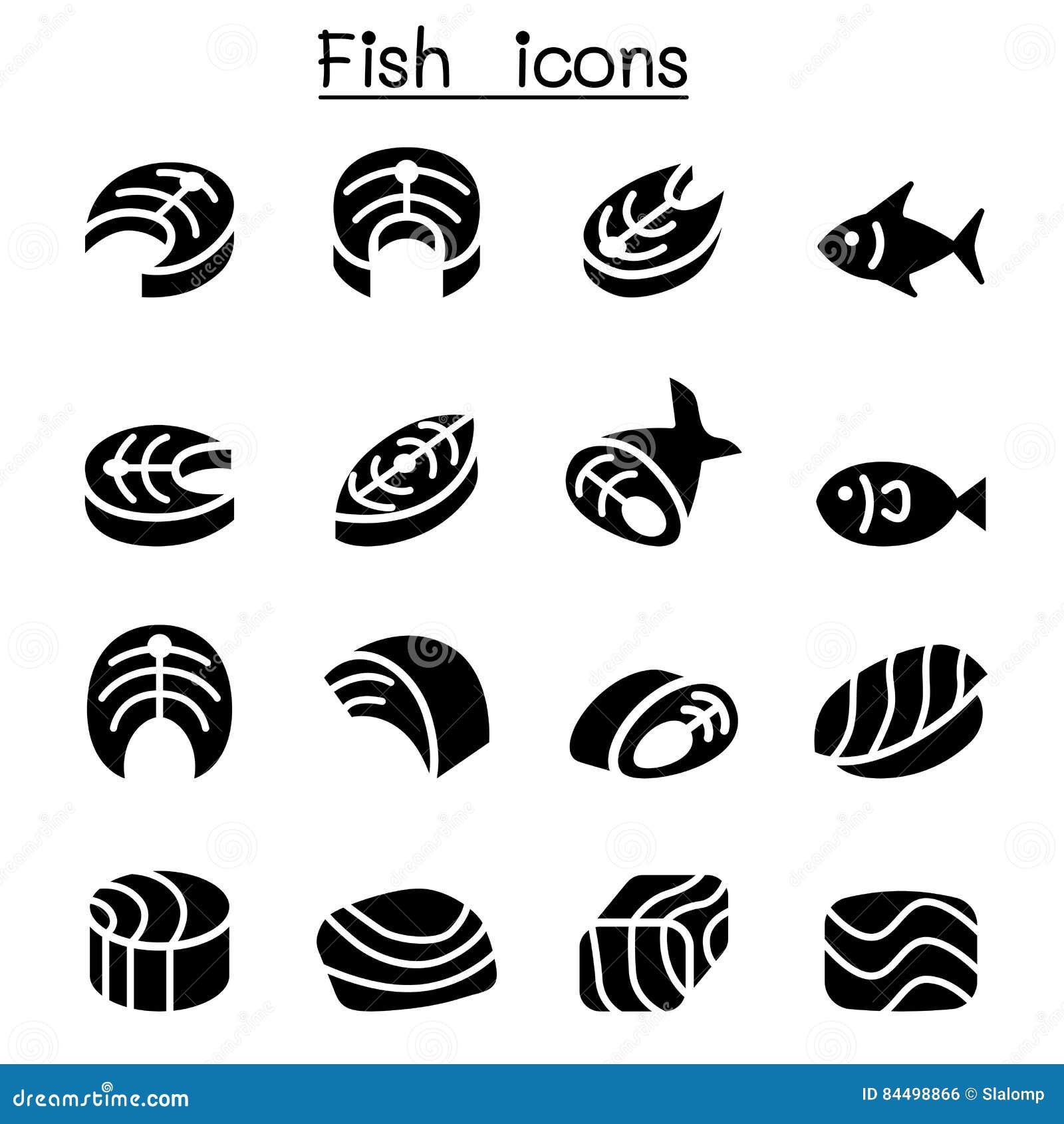 Fish meat icons stock vector. Illustration of fish, logo - 84498866