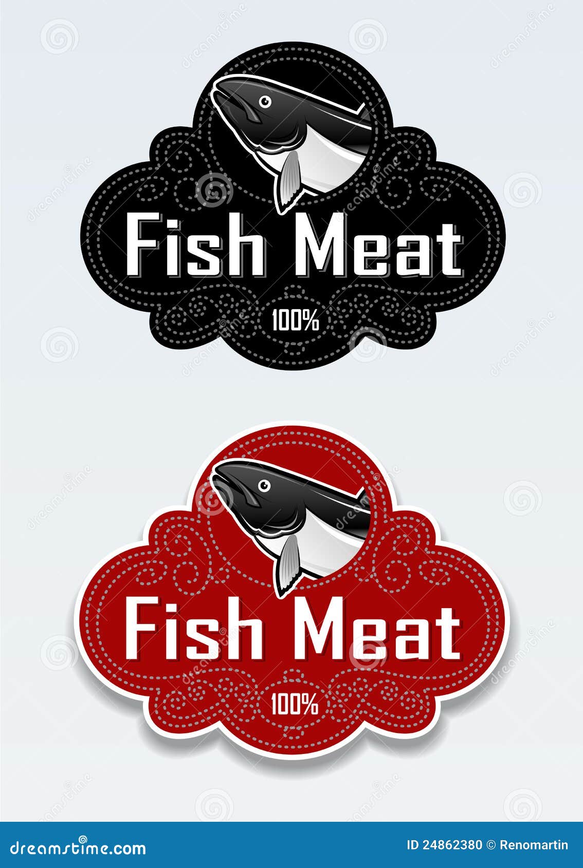 Red Fish Meat Vector Black Illustrations | CartoonDealer.com #211460914