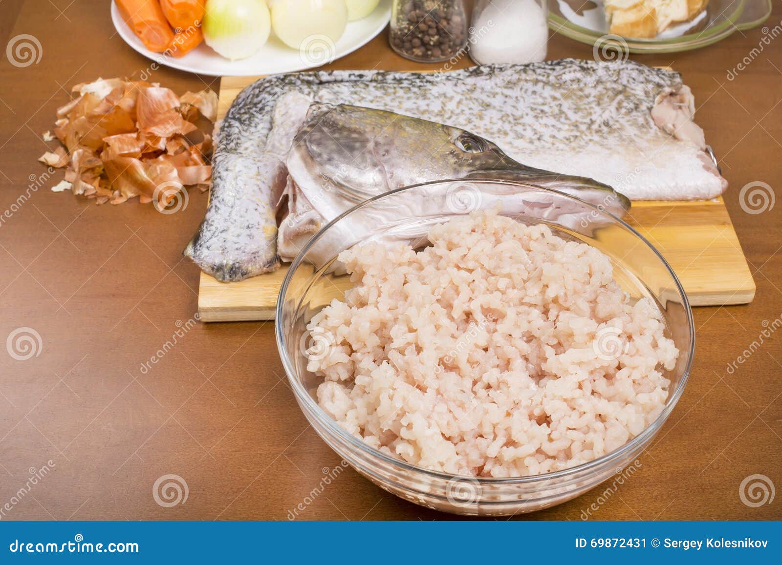 Fish Meat and Skin of Pike with the Head Stock Image - Image of leather ...