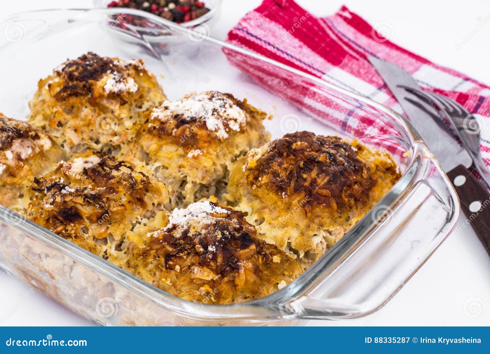 Fish Meatballs in Glass Form on White Background Stock Image - Image of ...