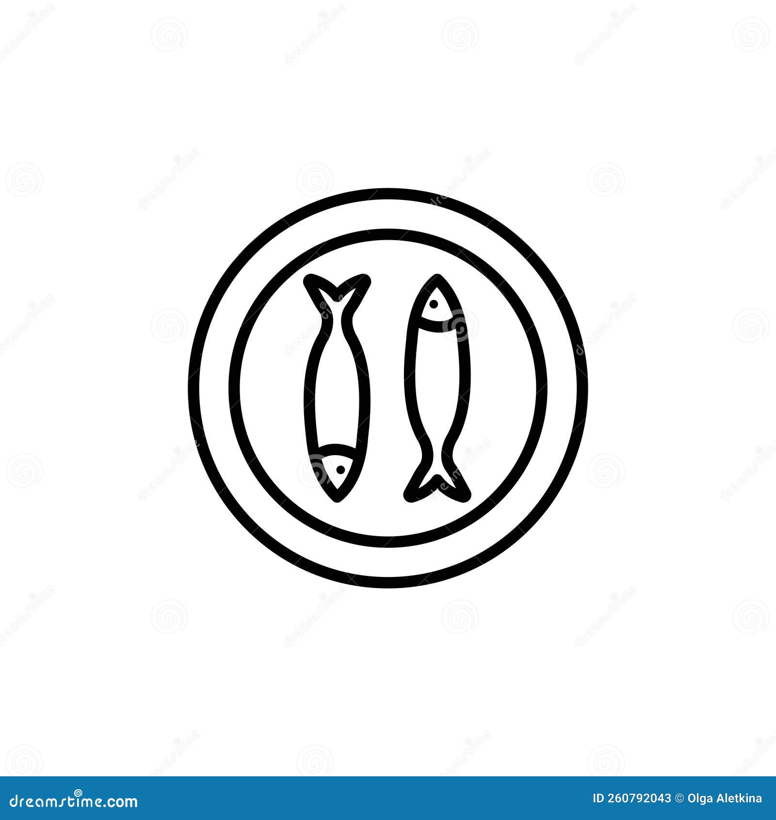 Fish Plate Thin Line Isolated Flat Vector Icon - Vector Stock Vector ...