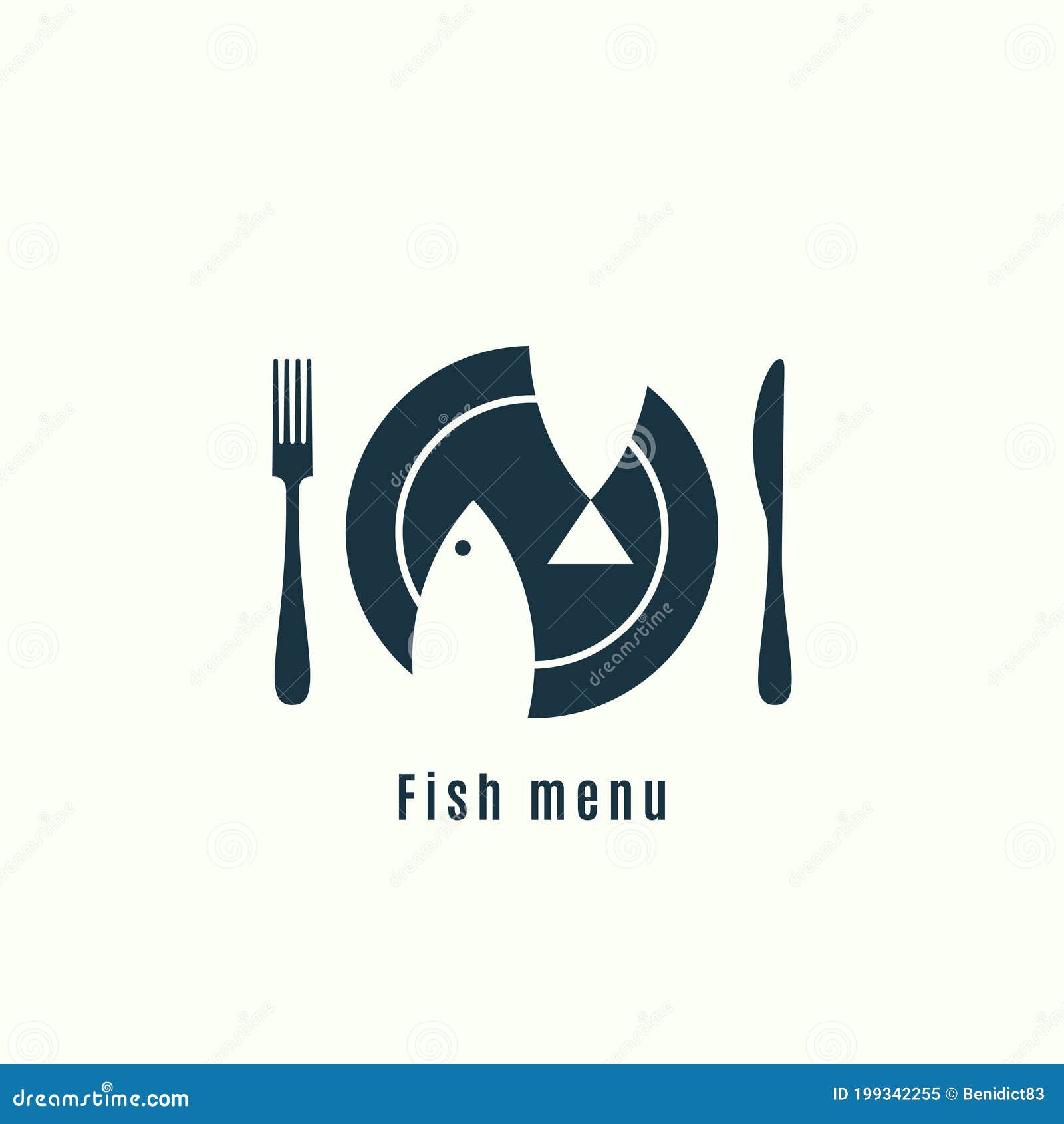 Fish Menu Logo. Plate with Fish on Background Stock Vector ...