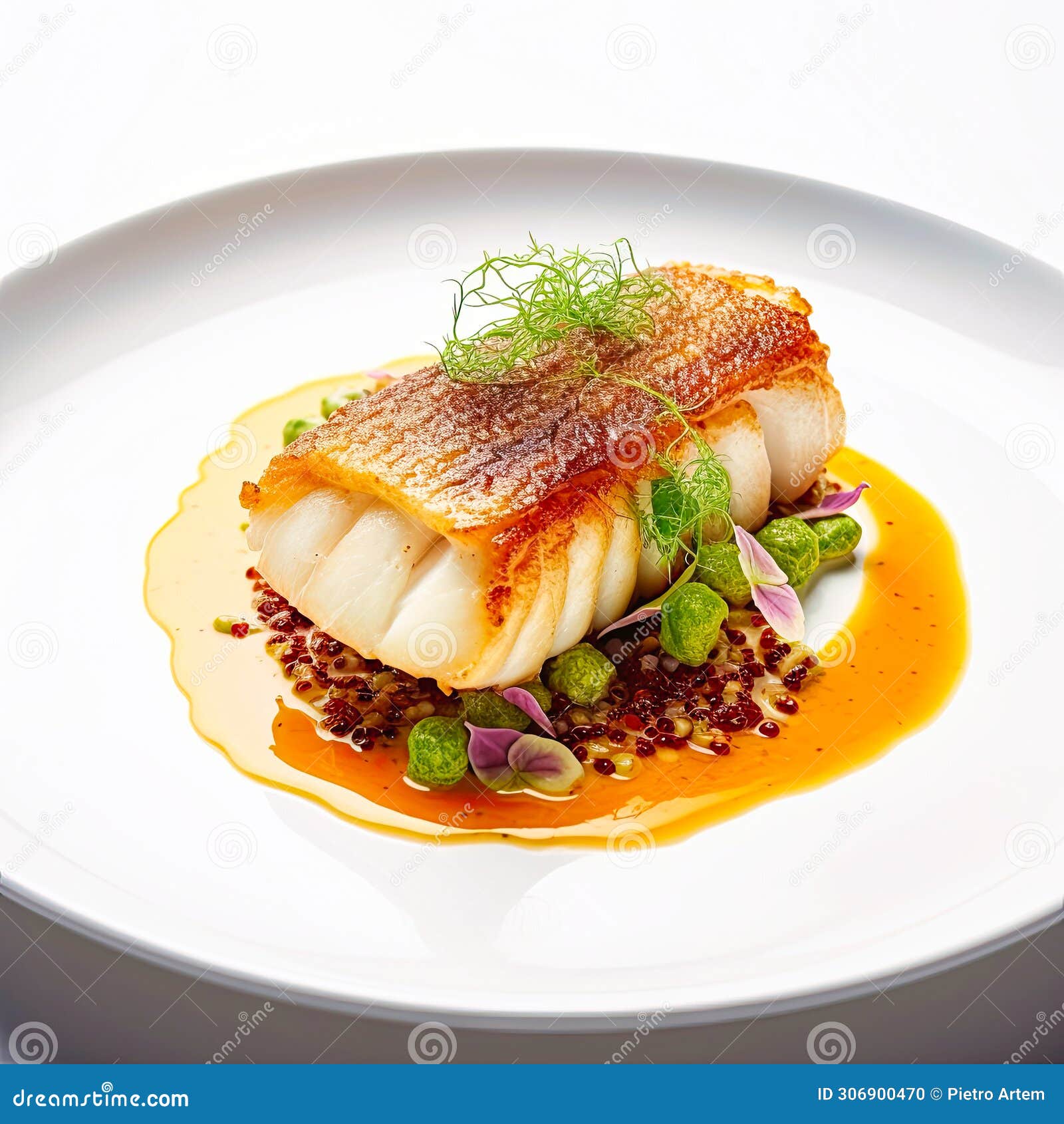 Fish Menu with Sauce on a White Background Stock Photo - Image of ...