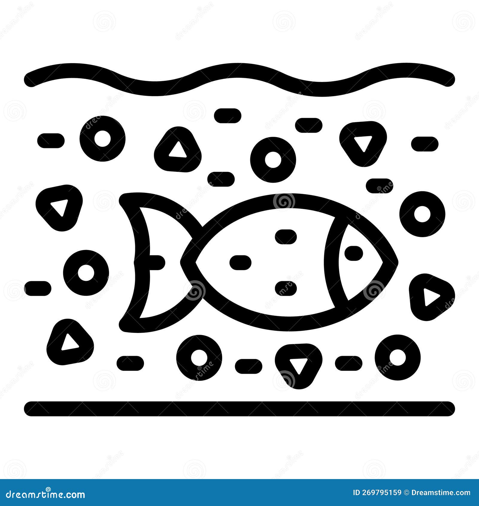 Microplastics Pollution Icon Outline Vector. Water Ocean ...