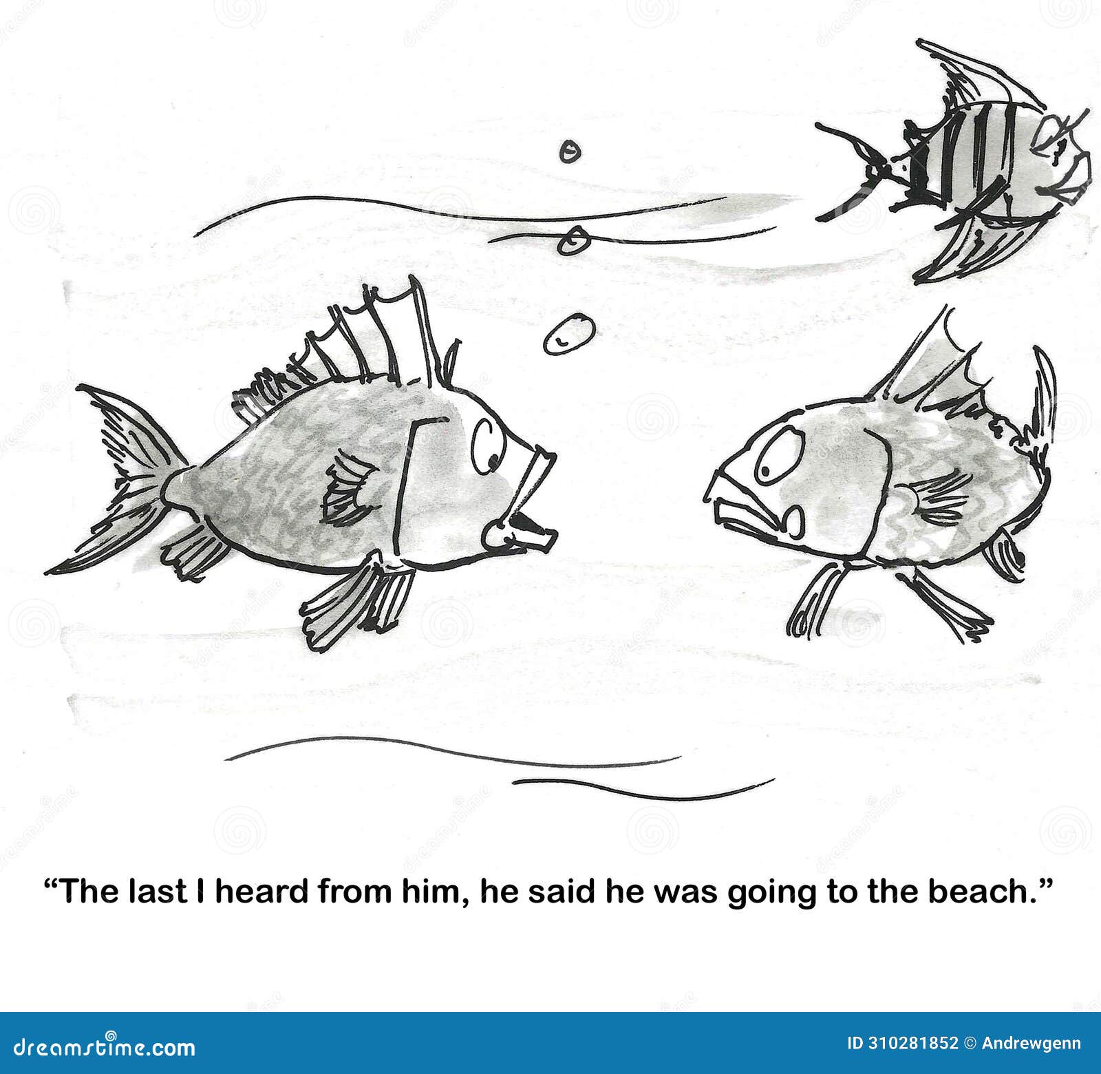 Fish are Missing Their Friend Stock Illustration - Illustration of life ...