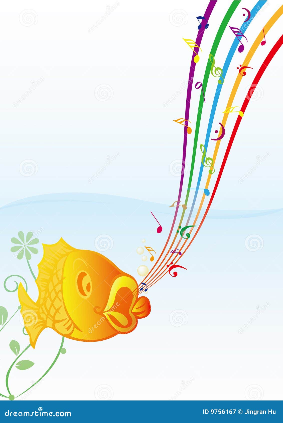 Fish and music stock vector. Illustration of gold, leisure - 9756167