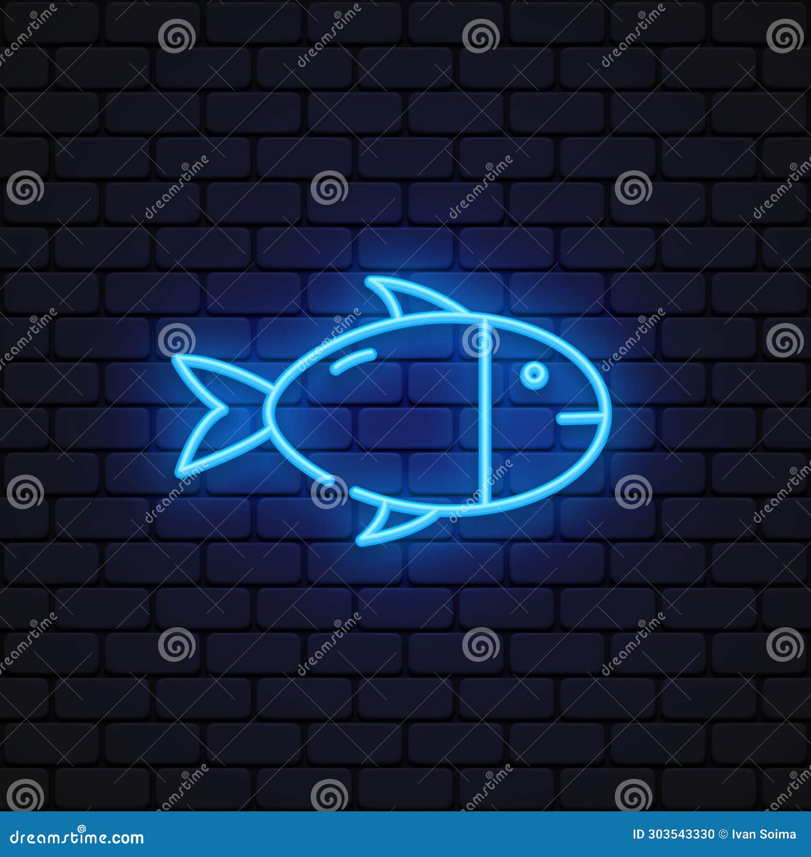 Fish Neon Icon on Light Background. Stock Vector - Illustration of cute ...