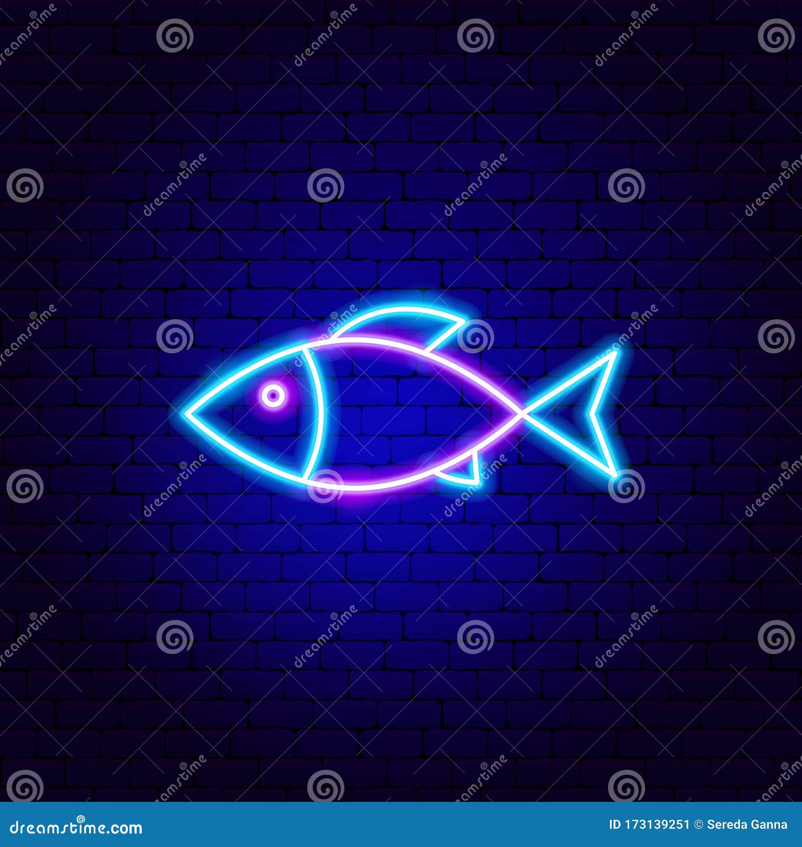 Fish Neon Sign stock vector. Illustration of aquatic - 173139251