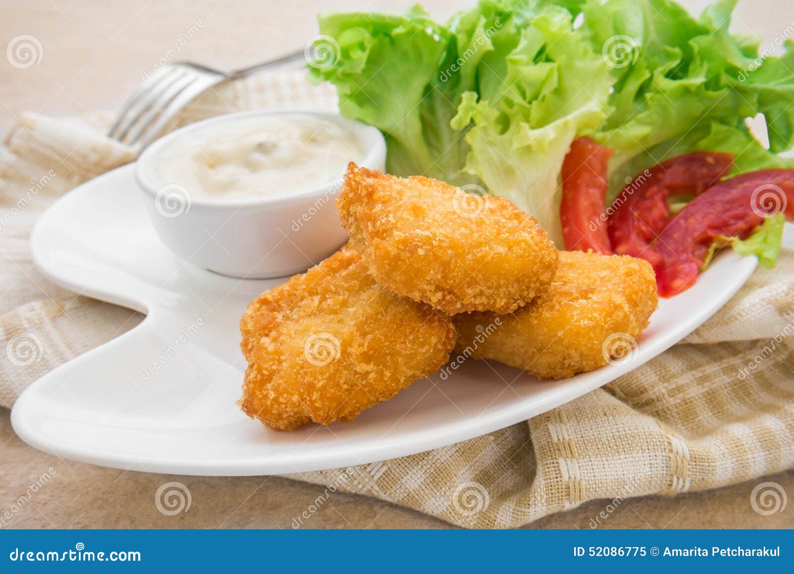 Fish Nuggets and Dip Sauce on Plate Stock Image - Image of fast, meal ...
