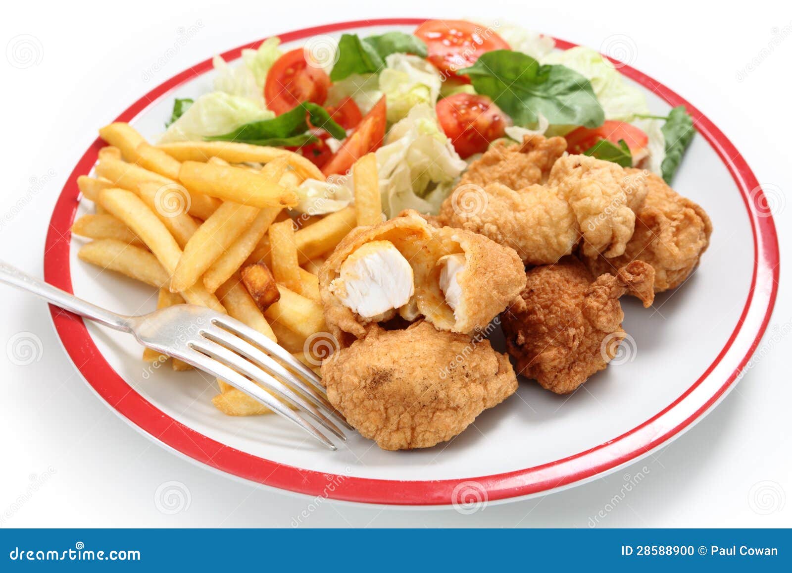 Fish Nuggets Fries and Salad Stock Photo - Image of seafood, fries ...