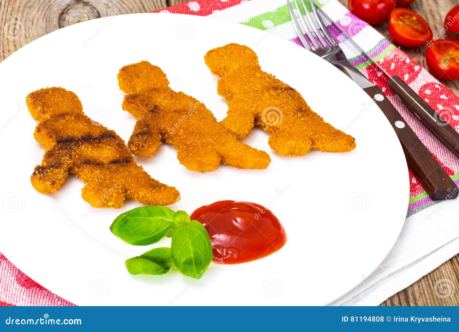 Fish Nuggets for Kids Dinosaurs Stock Photo - Image of bite, fresh ...