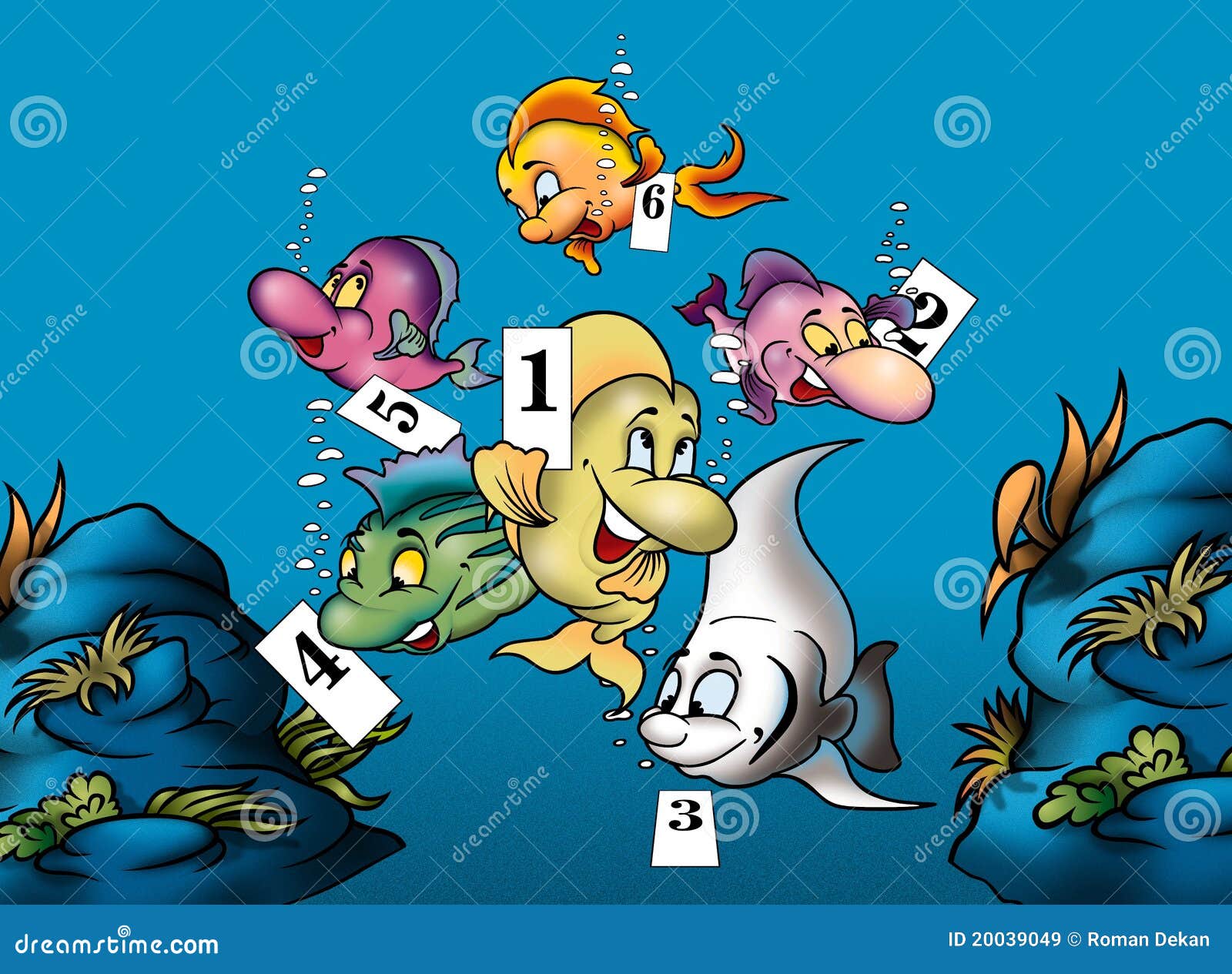 Fish and Numbers stock illustration. Illustration of drawn - 20039049