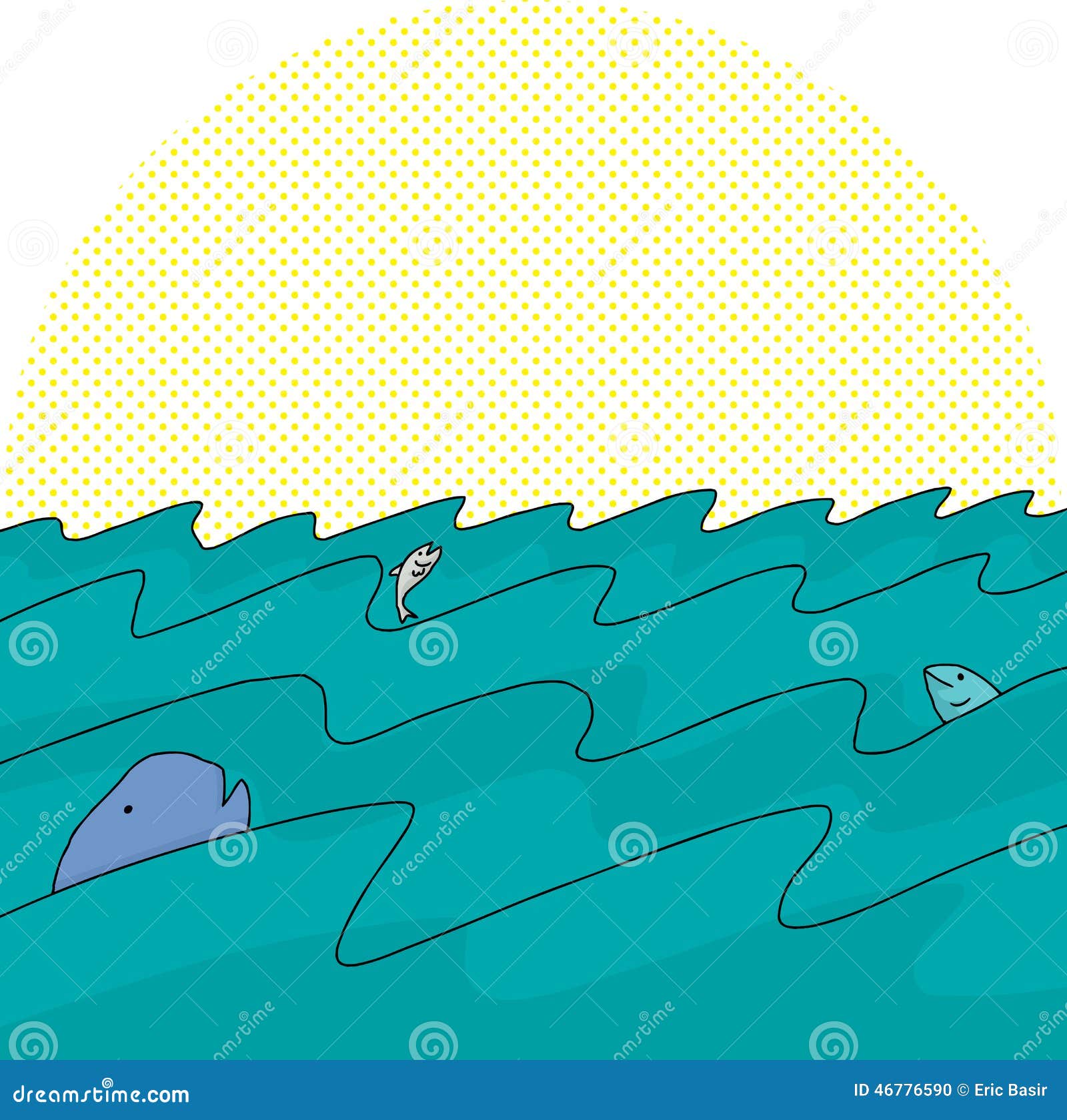 Fish in Ocean Waves stock vector. Illustration of ocean - 46776590