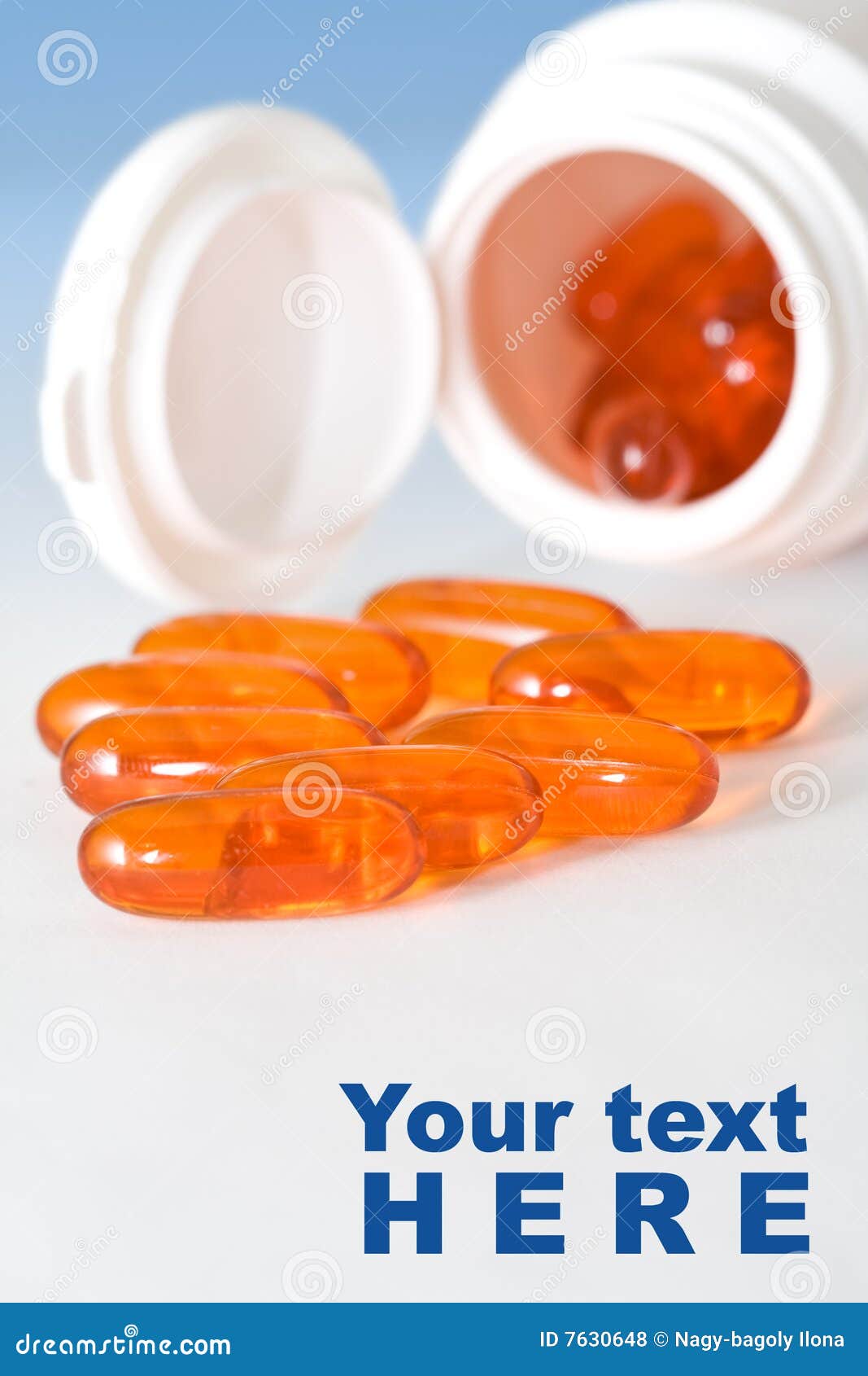 Fish Oil Pills Spilled from a Bottle Stock Photo - Image of illness ...