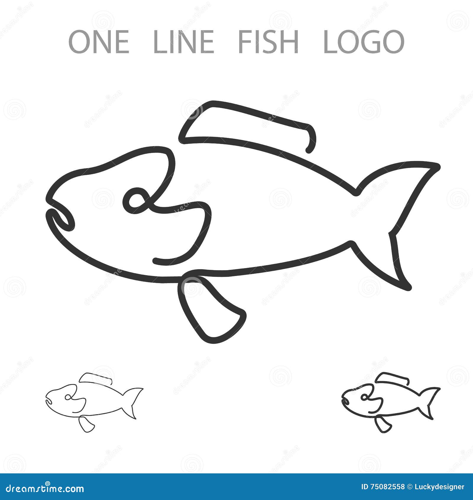 Fish. One Line Logo. Minimalism Style Logotype Stock Vector ...
