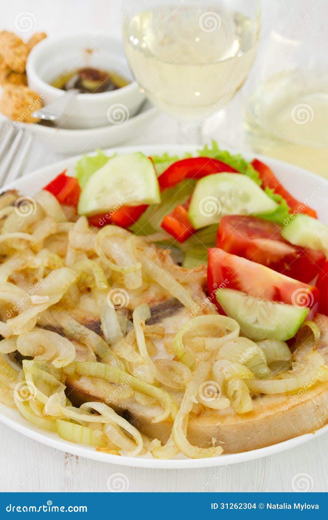 Fish with onion stock photo. Image of fish, tasty, garnish - 31262304