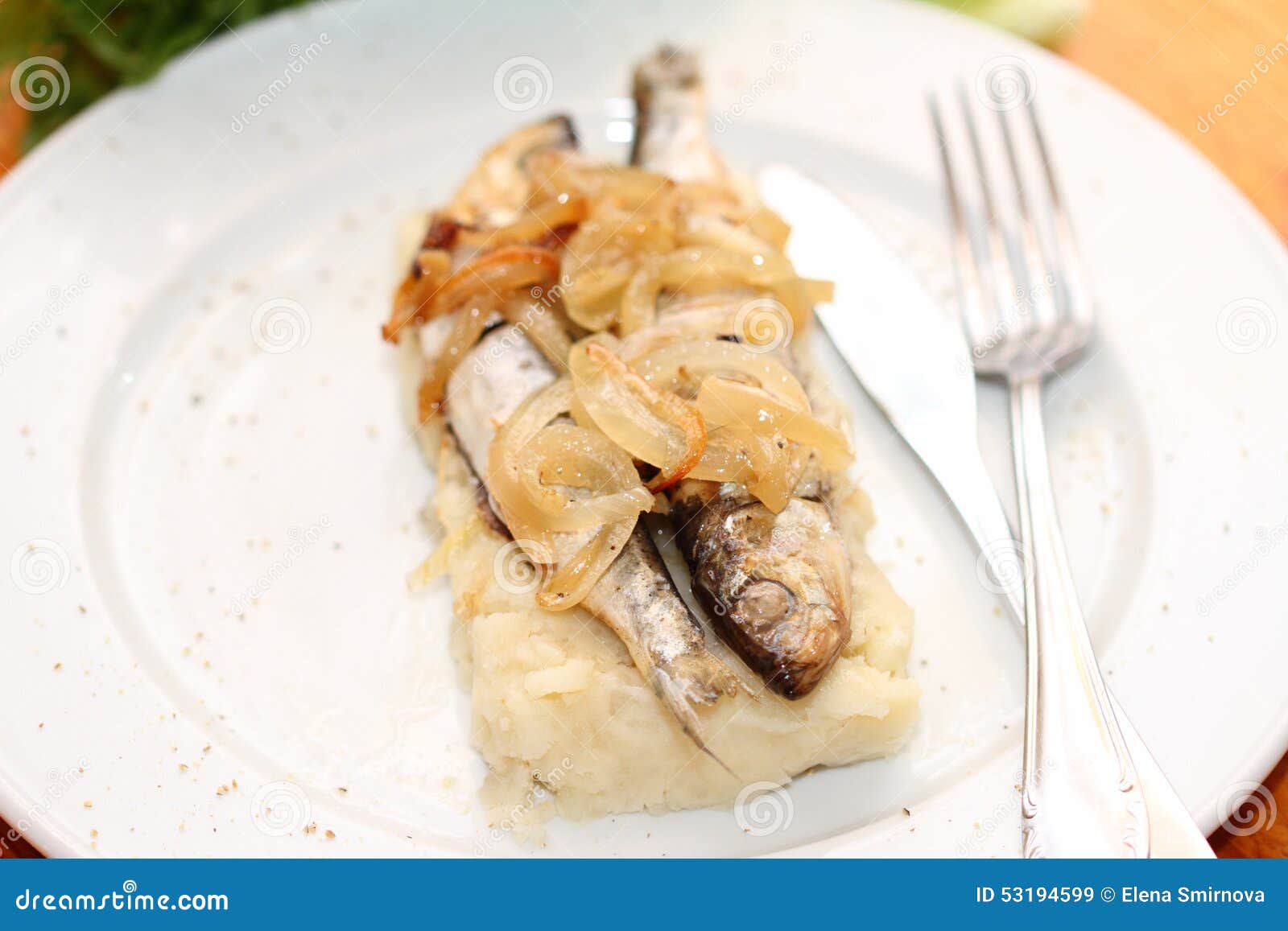 Fish with onions sauce stock image. Image of gastronomy - 53194599