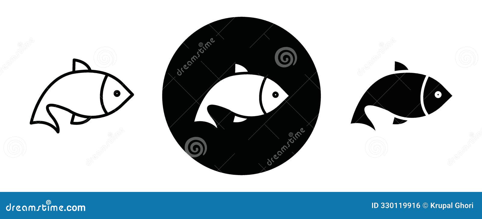 Fish Outline Icon Collection or Set. Fish Thin Vector Line Art Stock ...