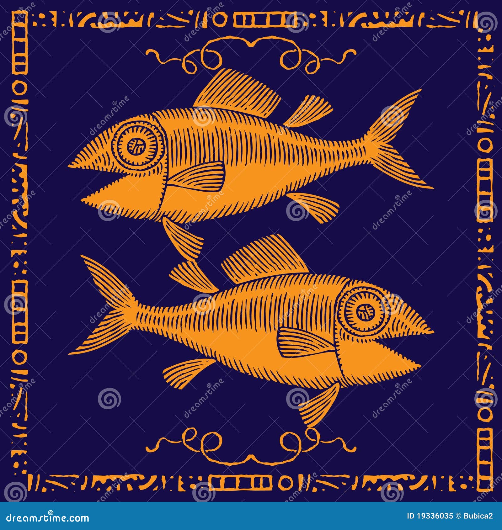 Fish pair gold label stock vector. Illustration of water - 19336035