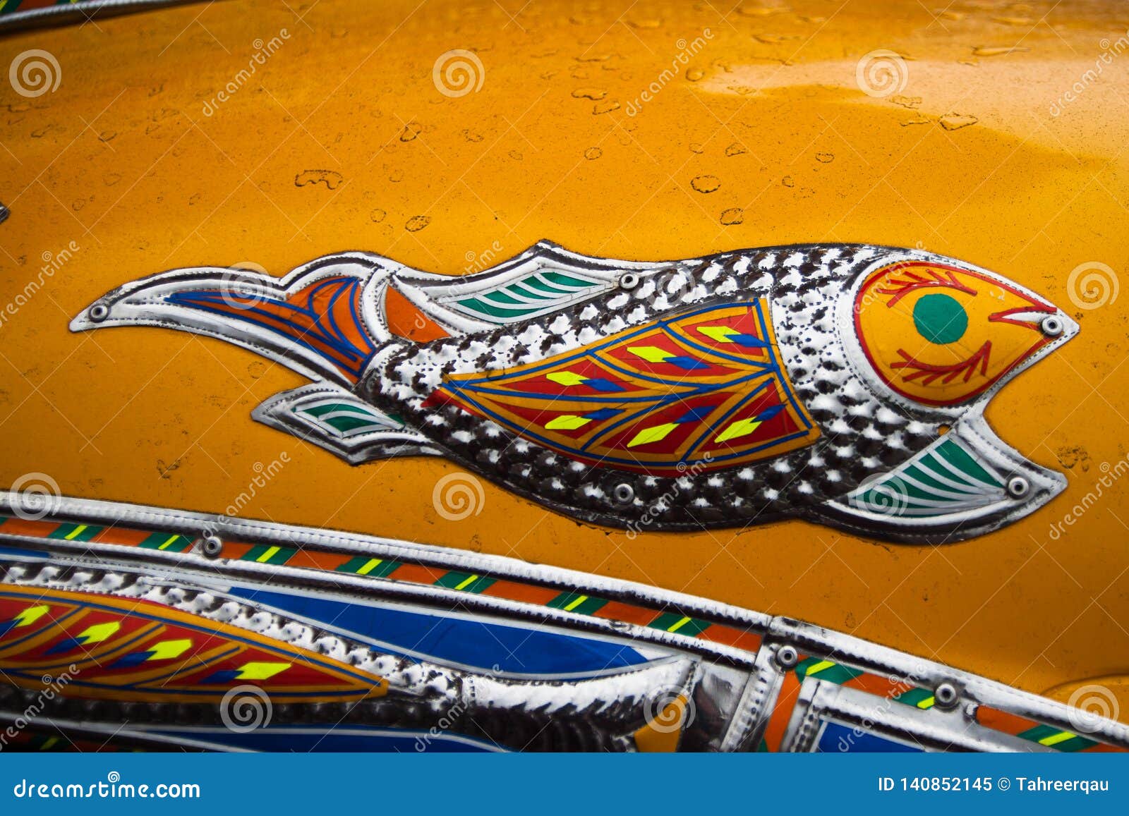 Fish on a pakistani truck stock image. Image of traditions - 140852145