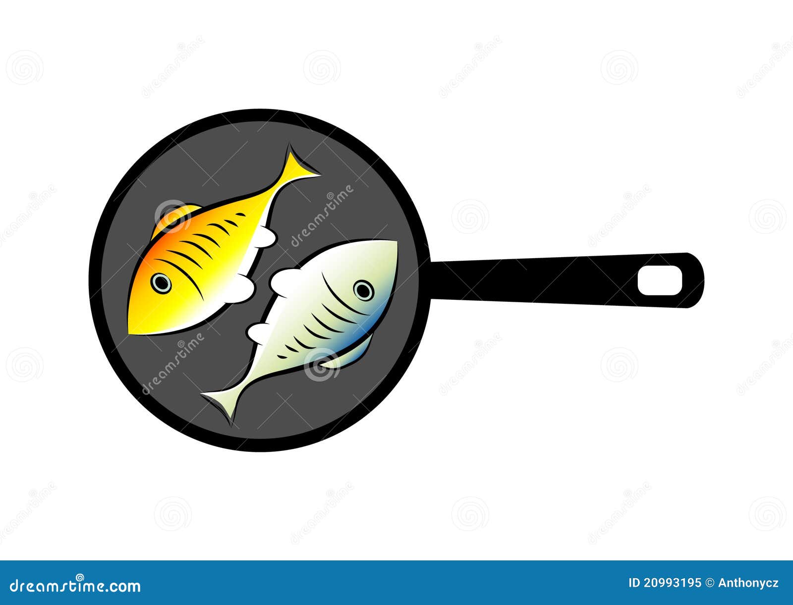 Fish on pan stock vector. Illustration of fried, meal - 20993195