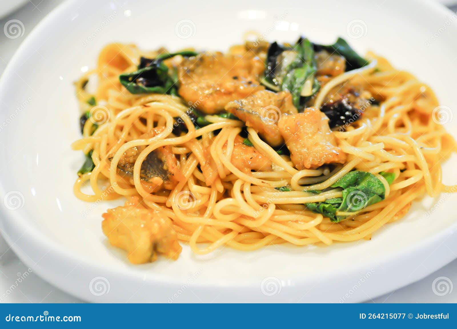 Fish Pasta or Fish Spaghetti ,pasta or Spicy Pasta Stock Image - Image ...