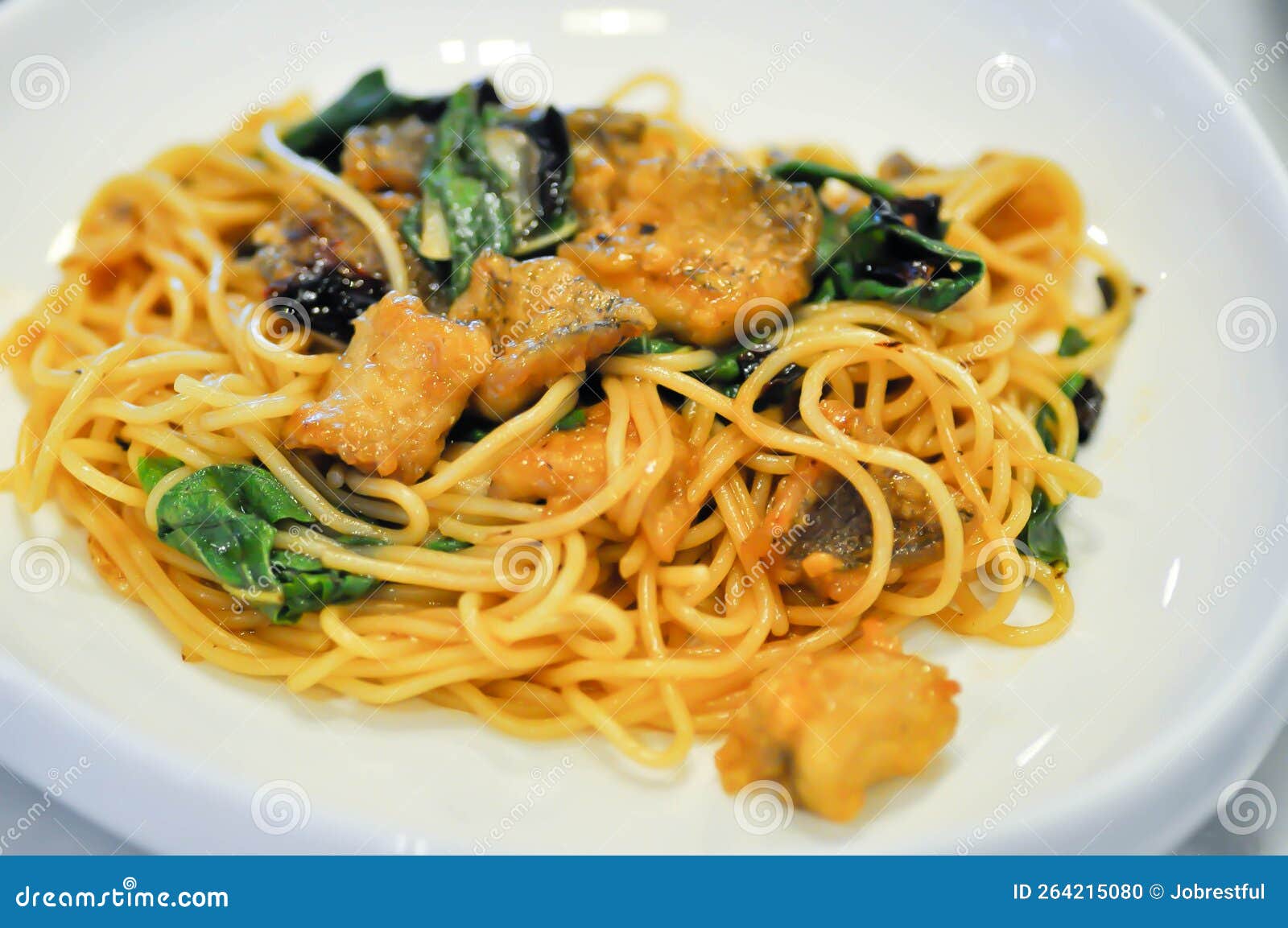 Fish Pasta or Fish Spaghetti ,pasta or Spicy Pasta Stock Photo - Image ...