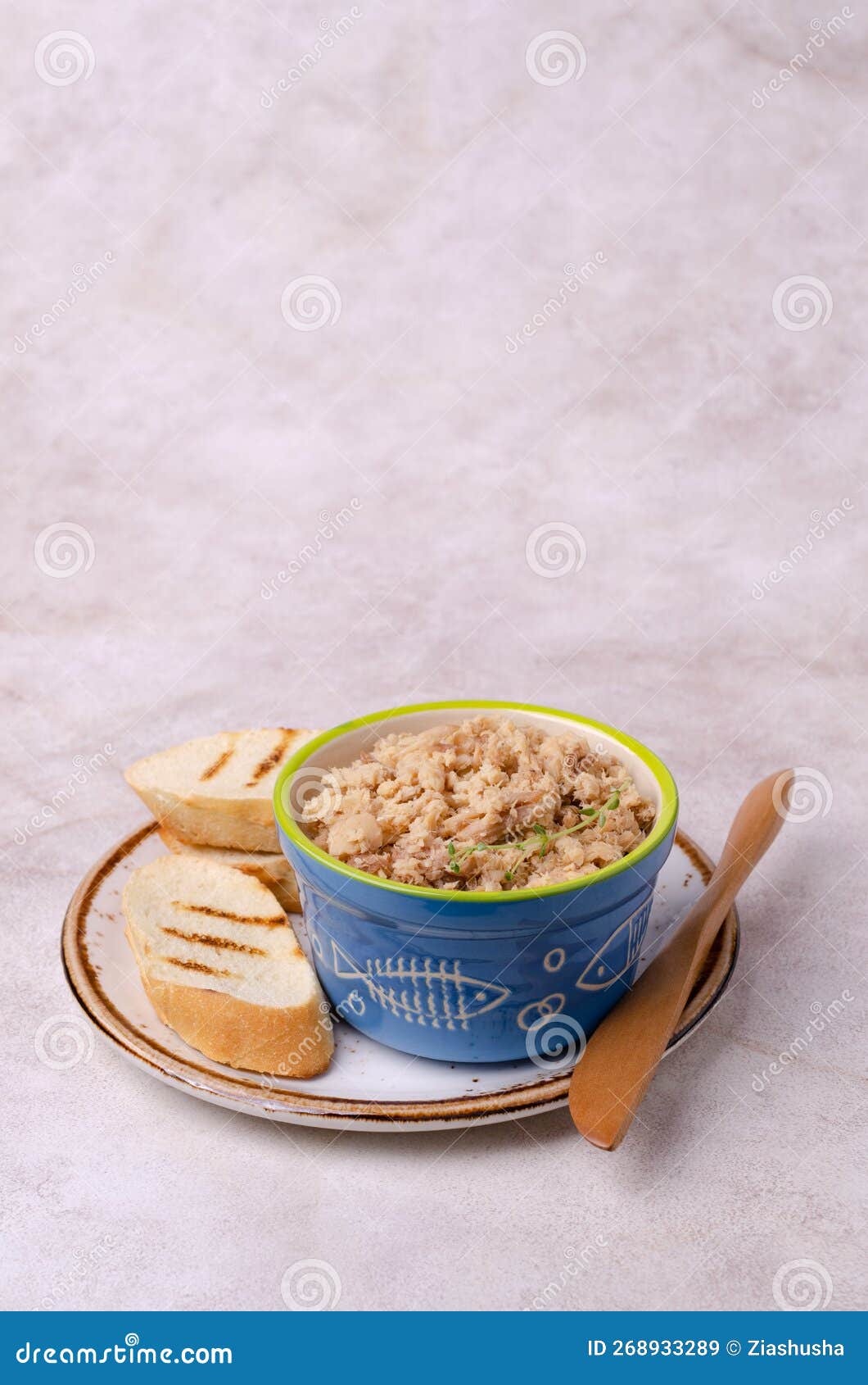 Fish pate with bread stock image. Image of homemade - 268933289