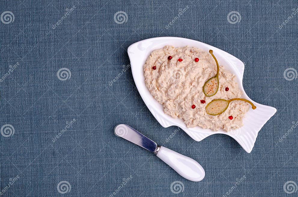 Fish pate with capers stock image. Image of rillette - 257557991