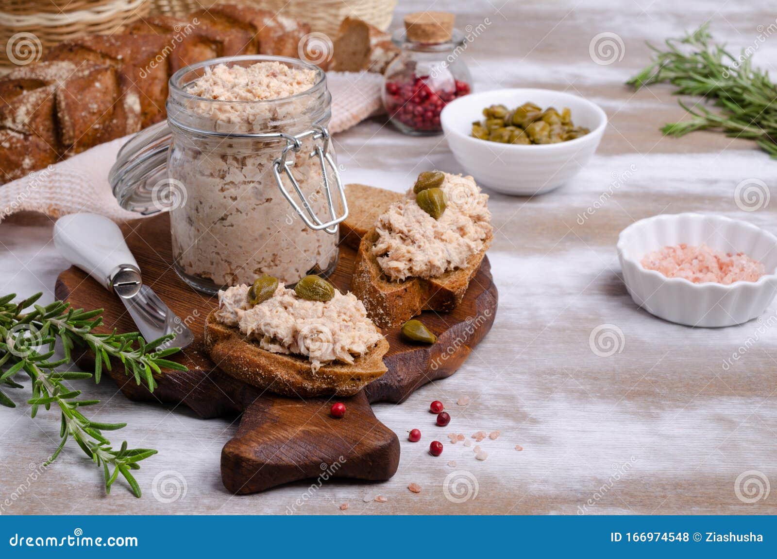 Fish pate with capers stock photo. Image of board, fish - 166974548