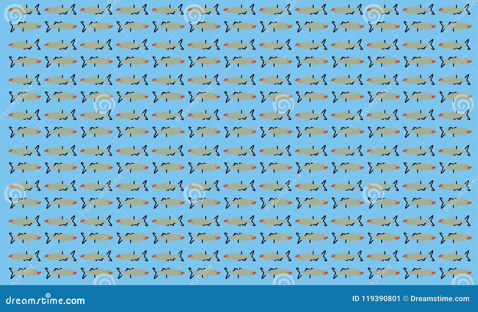 Fish patern in ocean blue stock illustration. Illustration of good ...