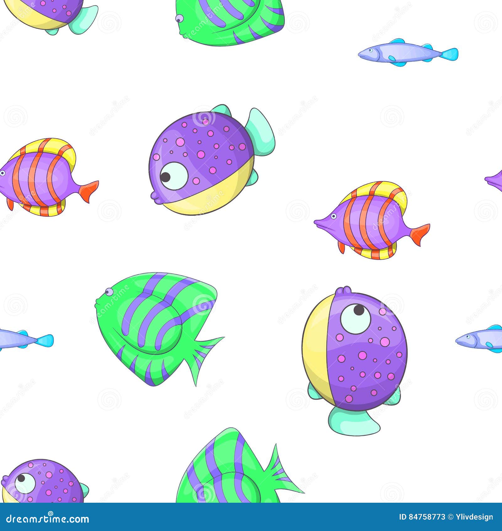 Fish Pattern, Cartoon Style Stock Vector - Illustration of deep, design ...