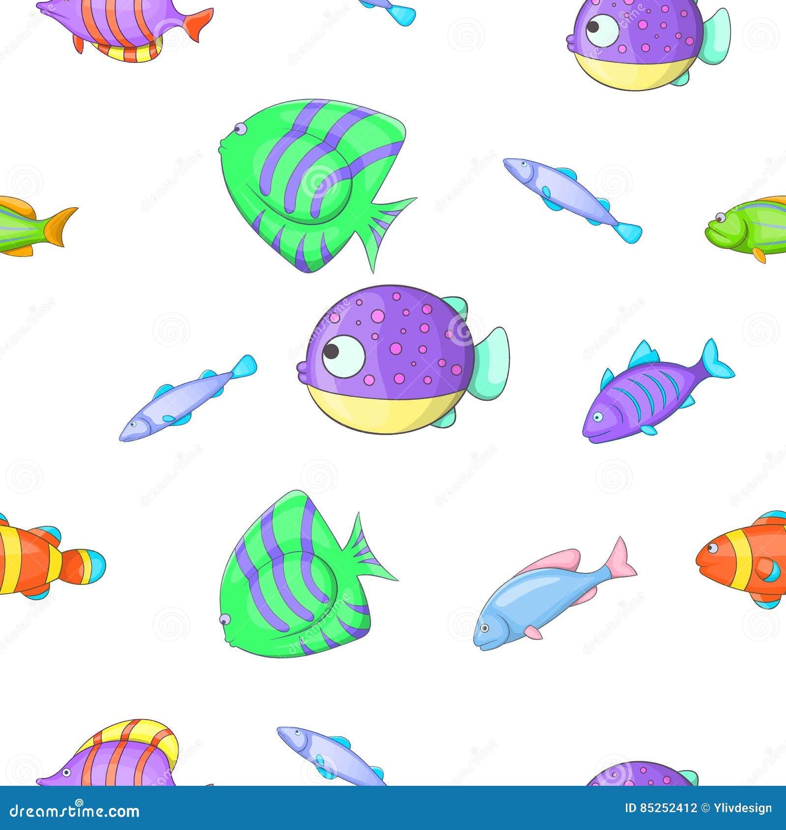 Fish Pattern, Cartoon Style Stock Vector - Illustration of color ...