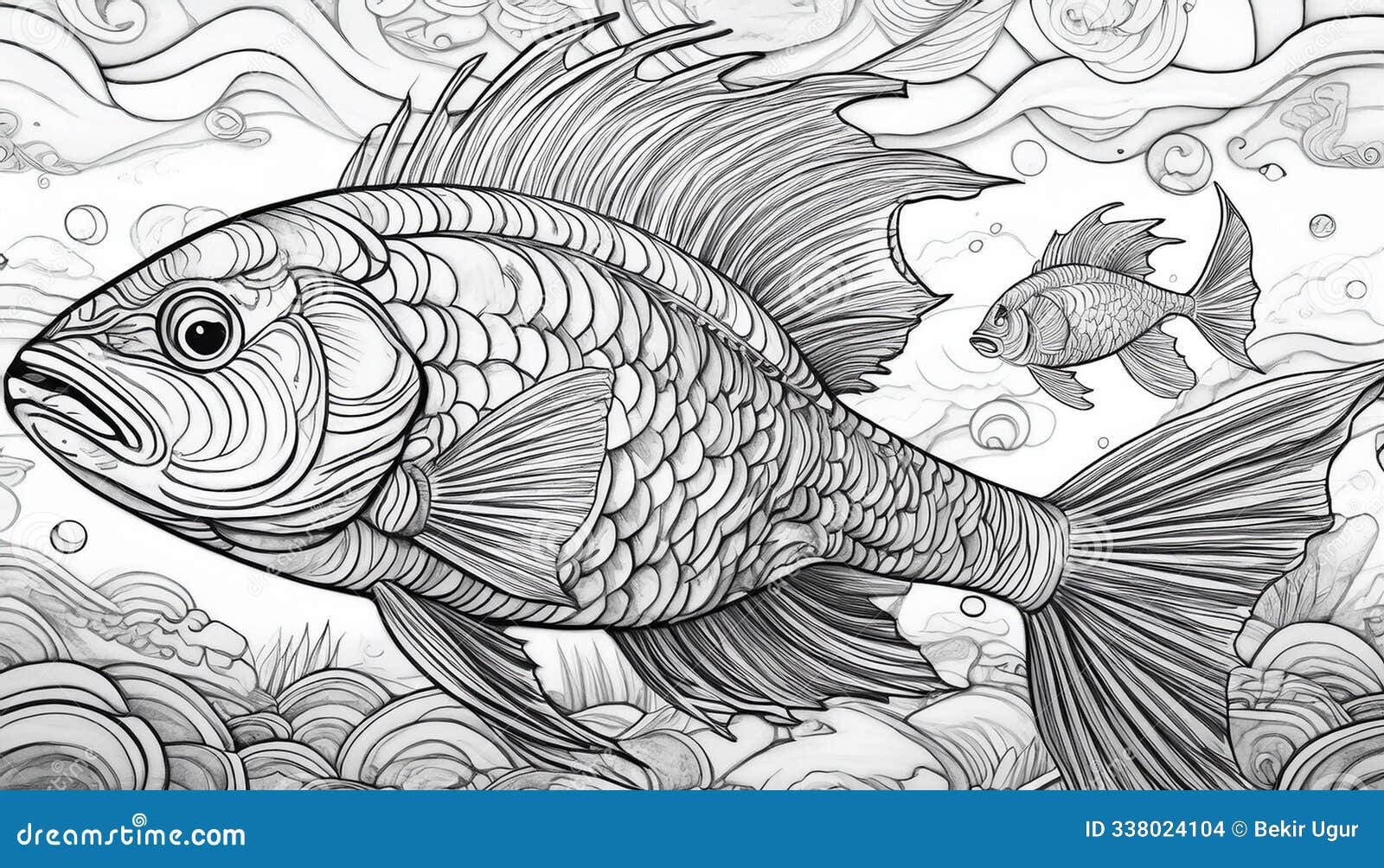 Fish Pattern Coloring Pages Illustration Contour. Stock Illustration ...