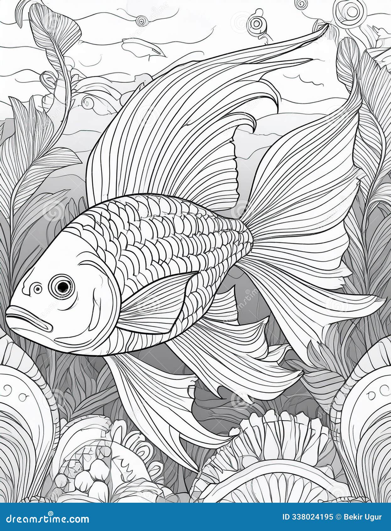 Fish Pattern Coloring Pages Illustration Contour. Stock Illustration ...