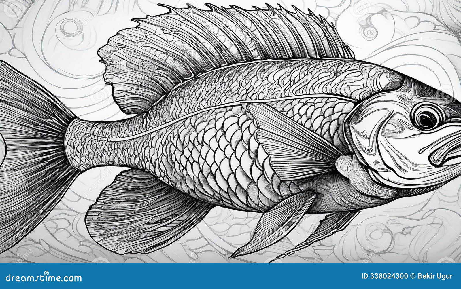 Fish Pattern Coloring Pages Illustration Contour. Stock Illustration ...