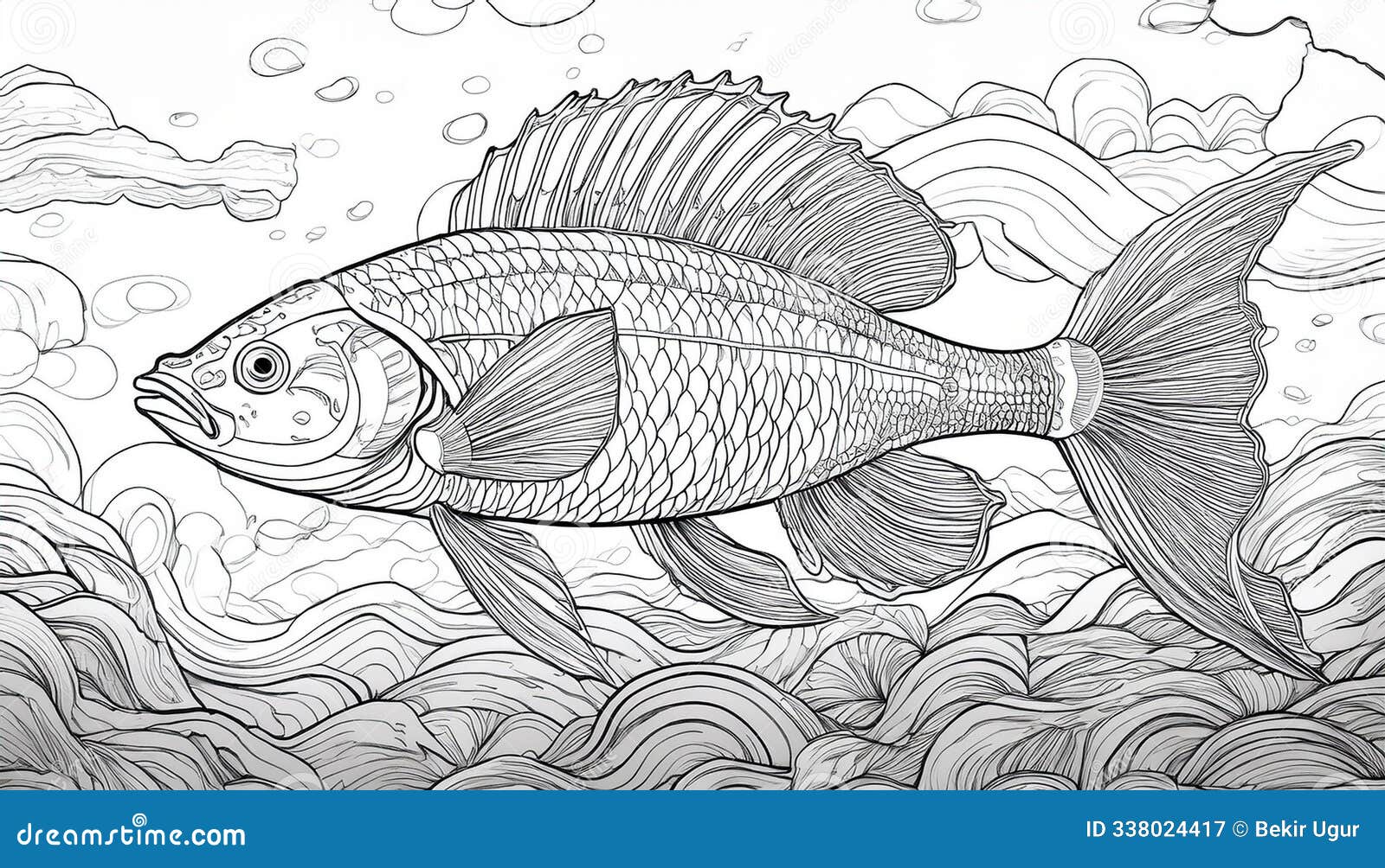 Fish Pattern Coloring Pages Illustration Contour. Stock Illustration ...