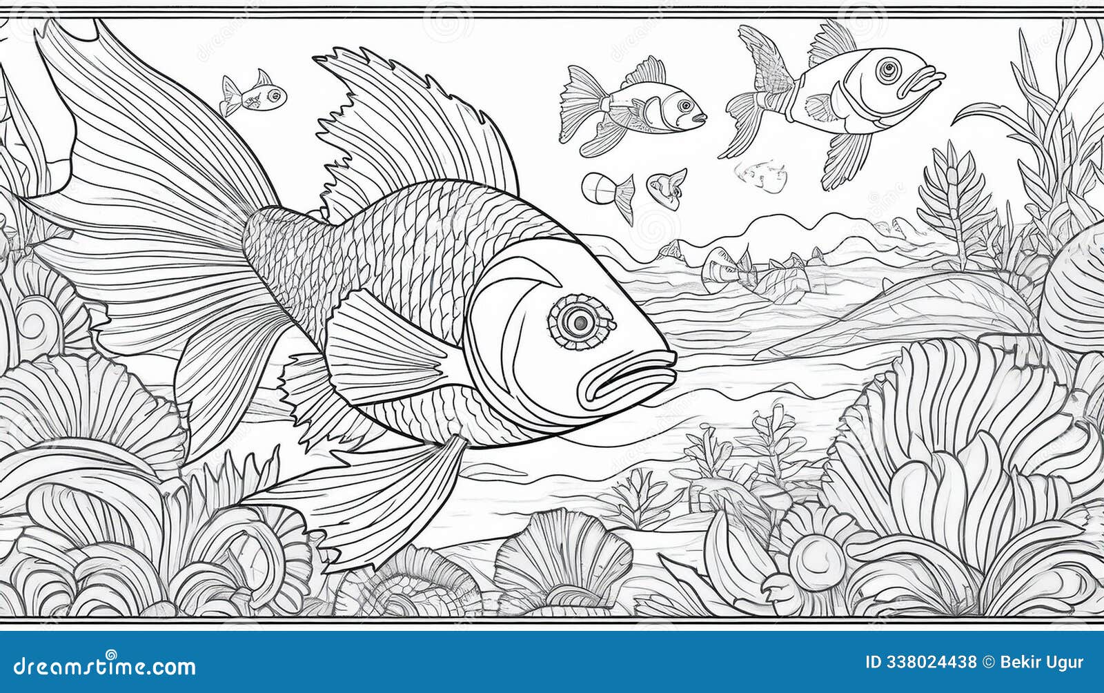 Fish Pattern Coloring Pages Illustration Contour. Stock Illustration ...