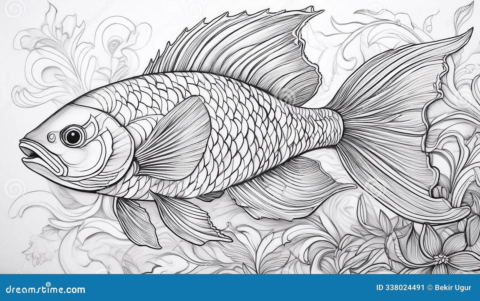 Fish Pattern Coloring Pages Illustration Contour. Stock Illustration ...