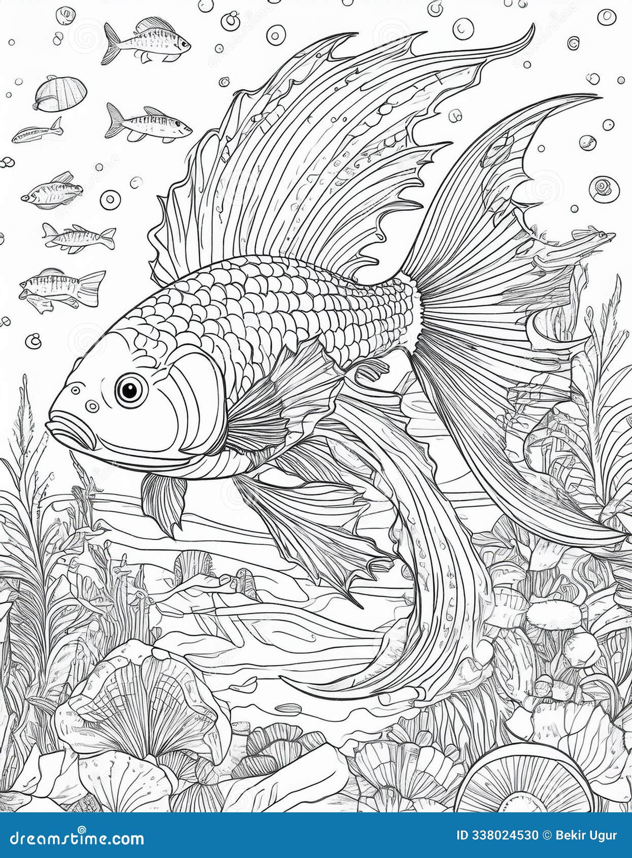 Fish Pattern Coloring Pages Illustration Contour. Stock Illustration ...