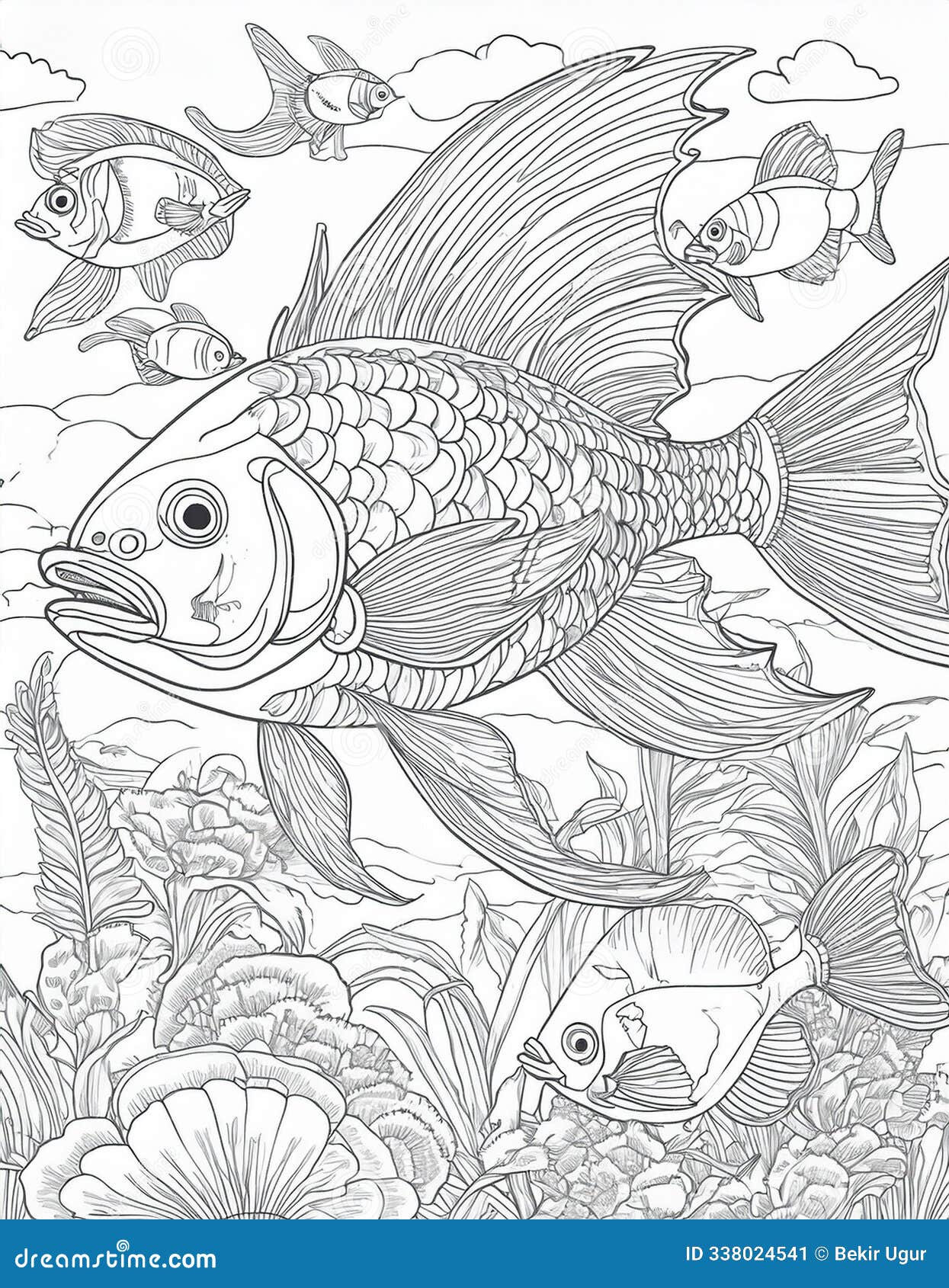 Fish Pattern Coloring Pages Illustration Contour. Stock Illustration ...