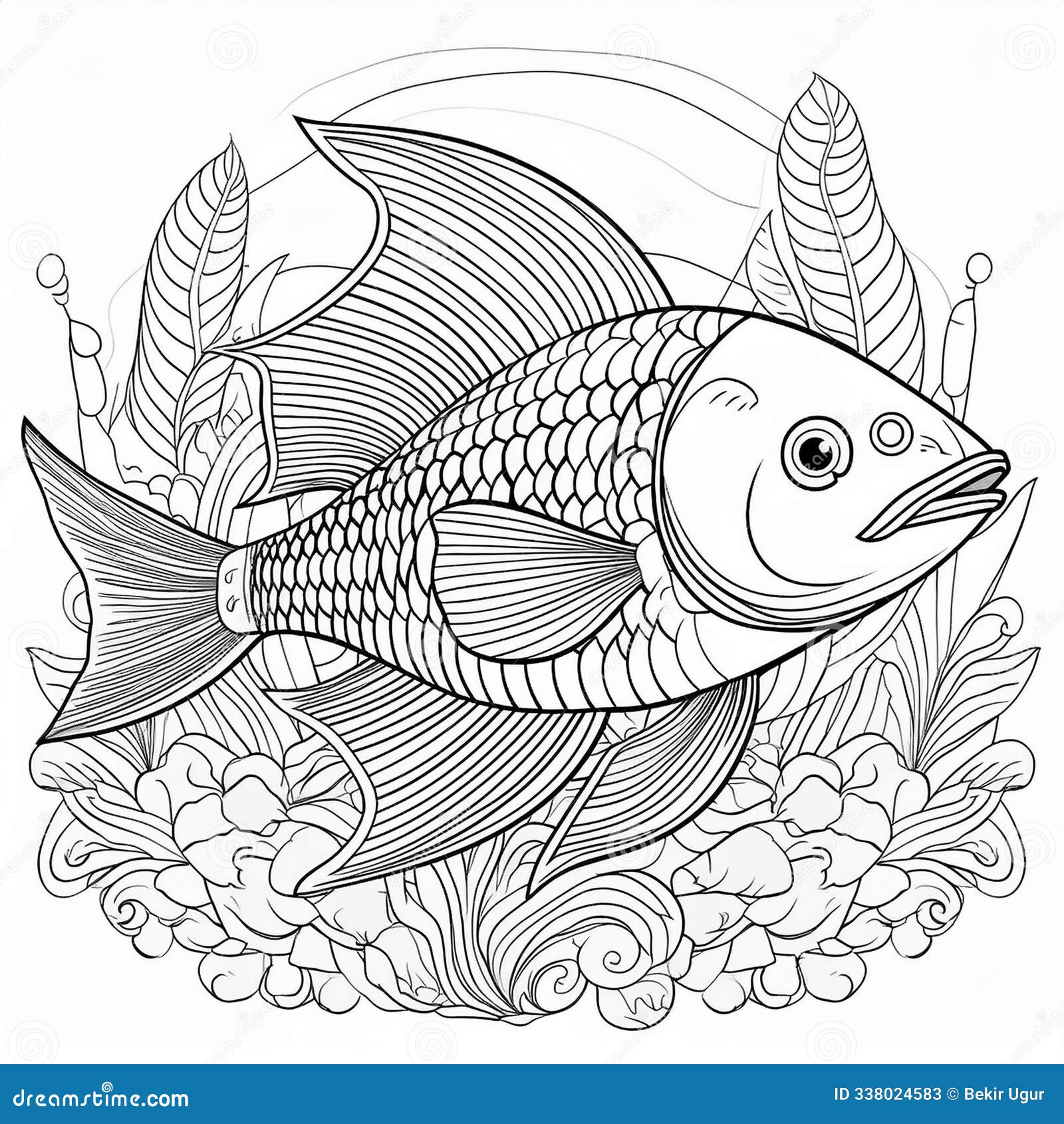 Fish Pattern Coloring Pages Illustration Contour. Stock Illustration ...