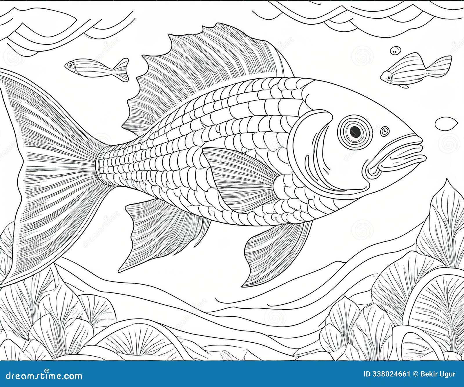 Fish Pattern Coloring Pages Illustration Contour. Stock Illustration ...
