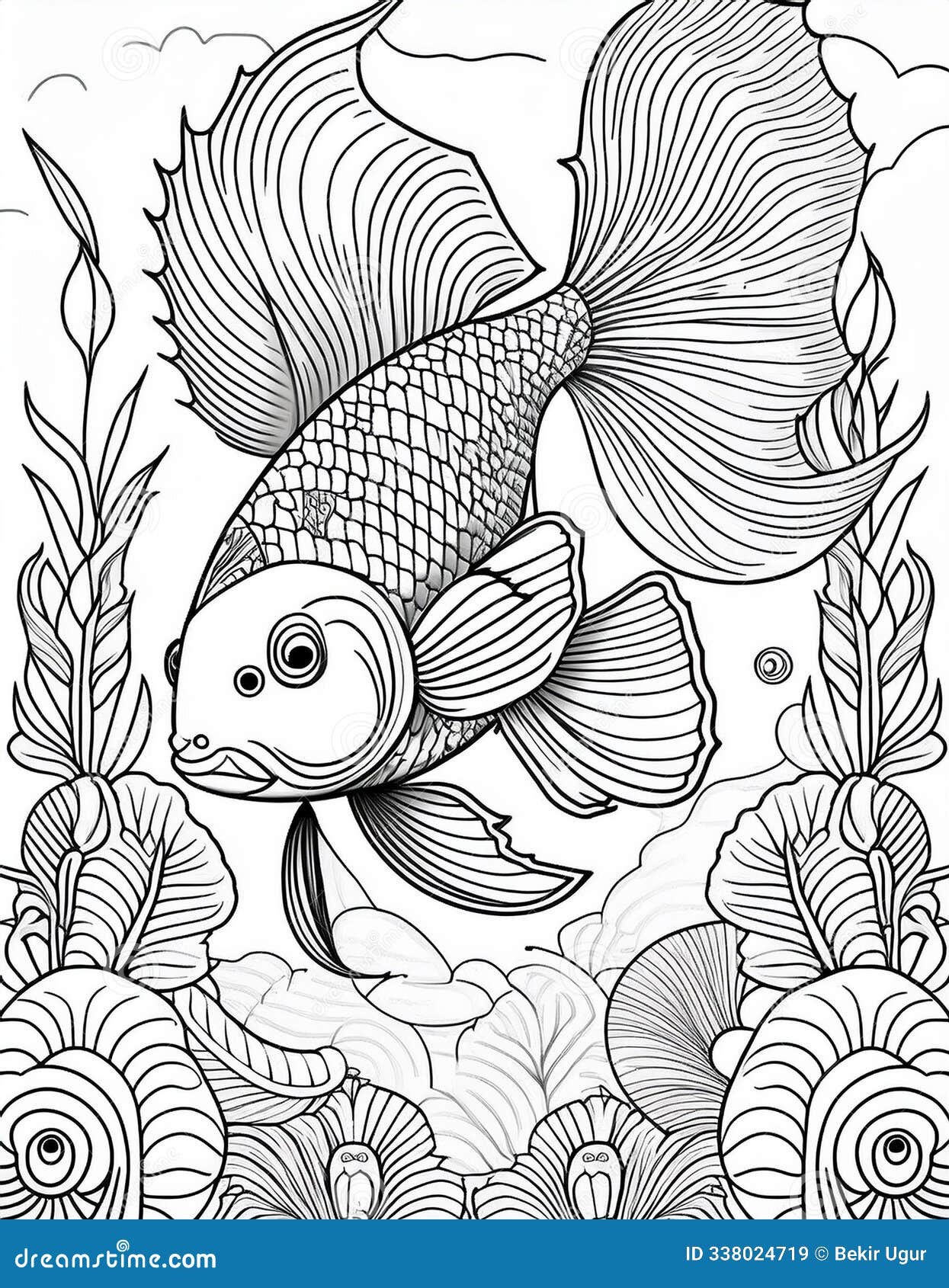 Fish Pattern Coloring Pages Illustration Contour. Stock Illustration ...
