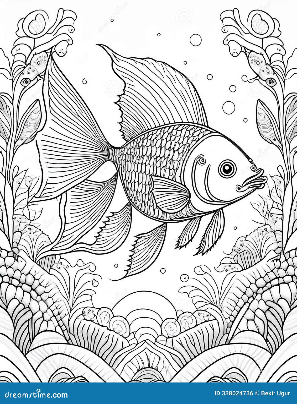 Fish Pattern Coloring Pages Illustration Contour. Stock Illustration ...